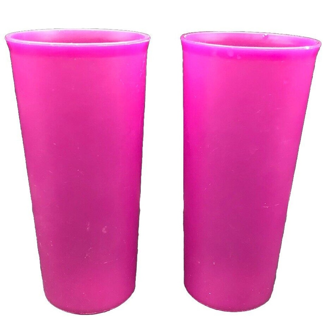 2 Vintage Tupperware Stackable Tumblers #115 Jewel Tone Wine/fuchsia ...
