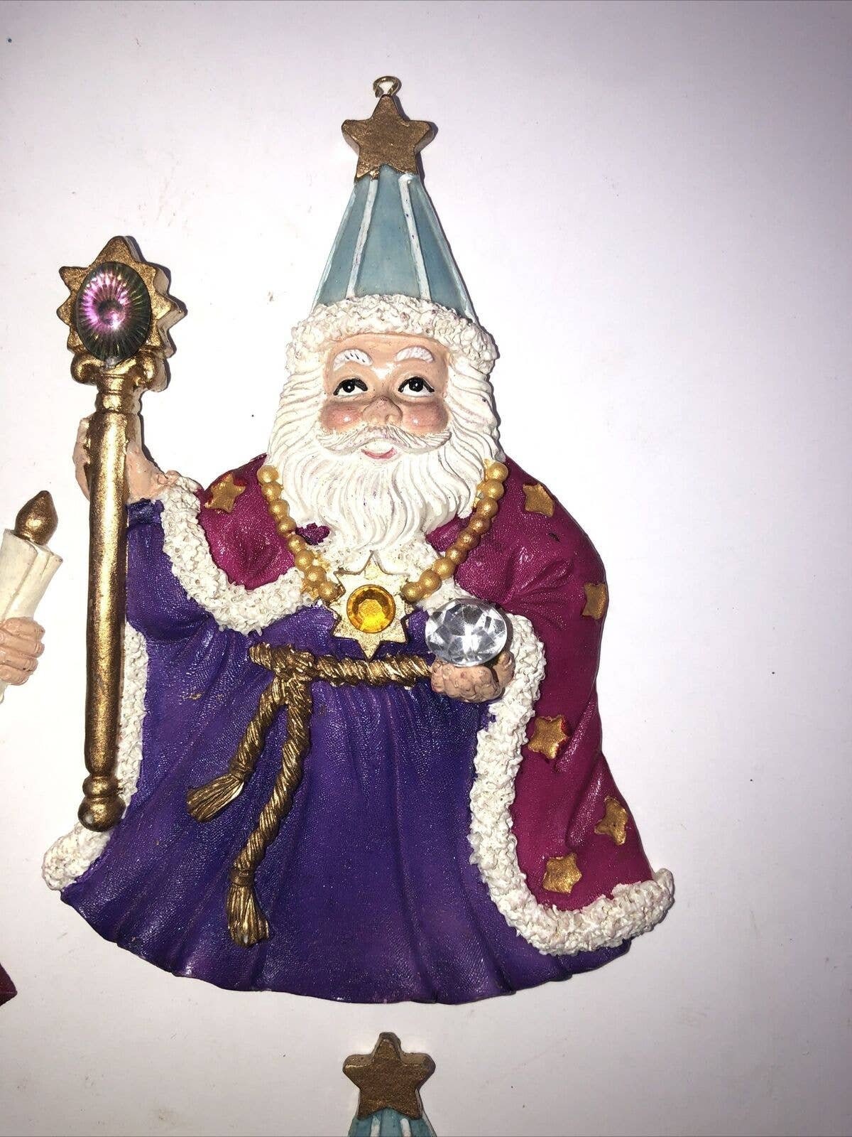 Vtg 1990s Lot of 4 Jeweled Resin Wizard Ornaments Christmas Magic 4.75 ...