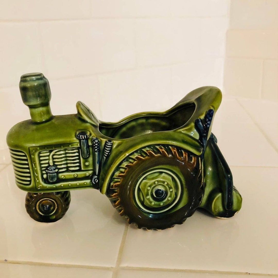 Vintage Replo Green Tractor Planter - Etsy