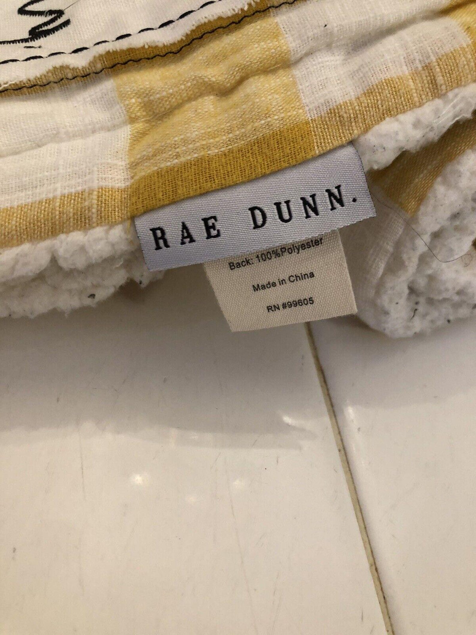 Rae Dunn "family “ Yellow Check & White Fleece 60x48" Throw Sunflower ...