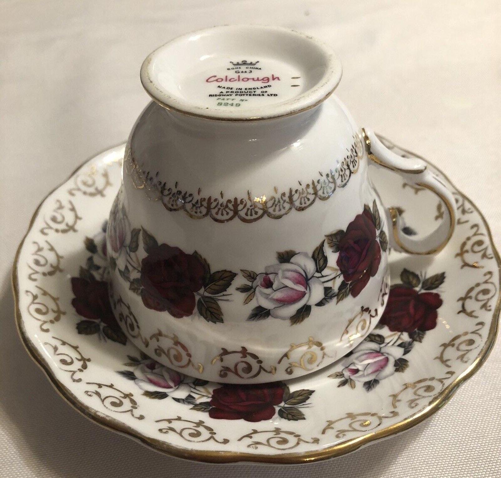 Colclough Cabbage Roses Red ,white & Pink Bone China Tea Cup and Saucer ...