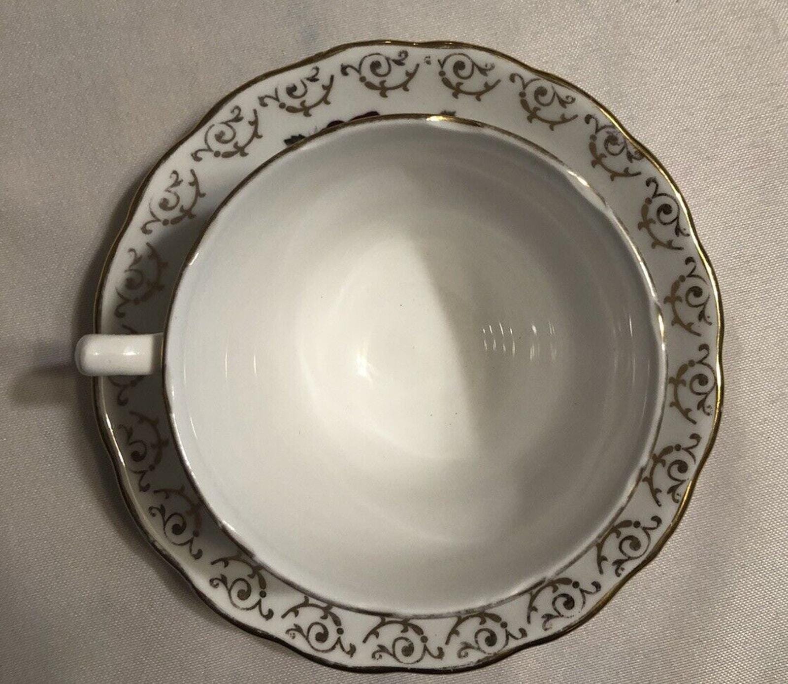 Colclough Cabbage Roses Red ,white & Pink Bone China Tea Cup and Saucer ...