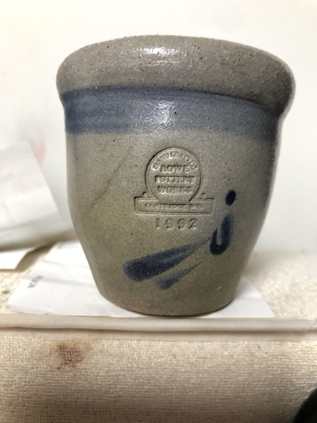 Rowe Pottery Works Mini Crock Salt Glazed 1992 Toothpick Holder ...