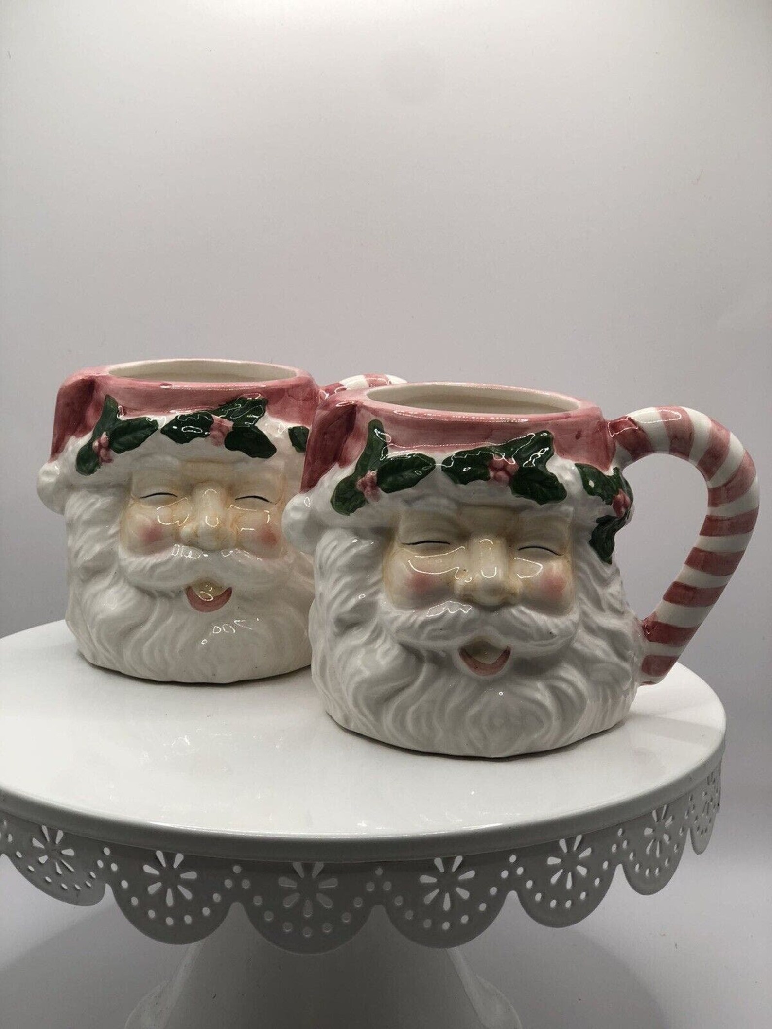 Vtg 2 Santa Face Christmas Coffee Mug Retro Adorable 3 Tall - Etsy