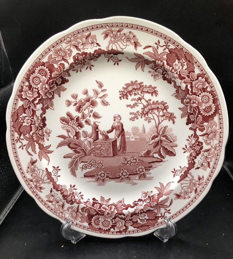 Spode Archive Collection, "girl AT Well", Cranberry, 10-1/2" Plate - Etsy
