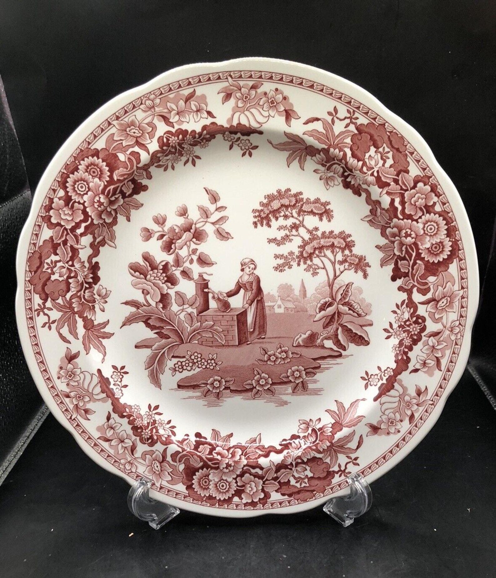 Spode Archive Collection, "girl AT Well", Cranberry, 10-1/2" Plate - Etsy