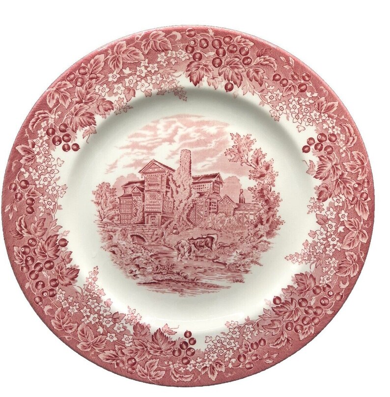 Wedgwood Queen's Ware Romantic England Pink Moreton Old Hall Dinner ...