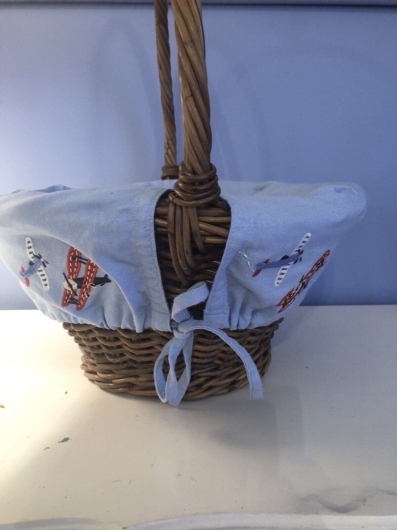 Pottery Barn Kids Sabrina Wicker Easter Basket Large 20"h Airplane ...