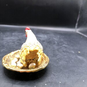 Nesting Gold Jeweled Hen Chicken Eggs Trinket Box Rhinestone Enameled ...