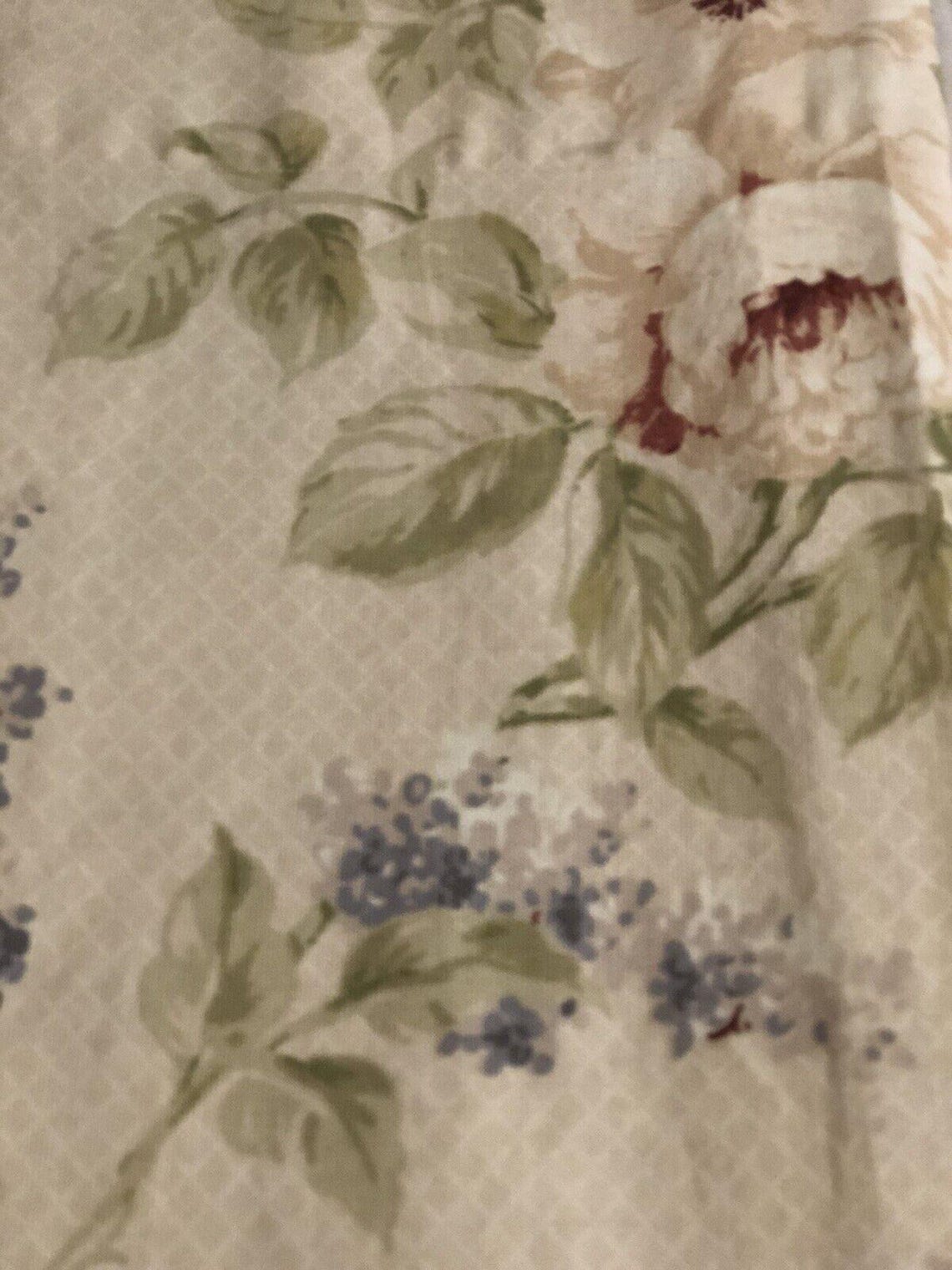 Croscill Floral Curtain Panel Beige Sage Green Rod Pocket 48x85 Pair ...