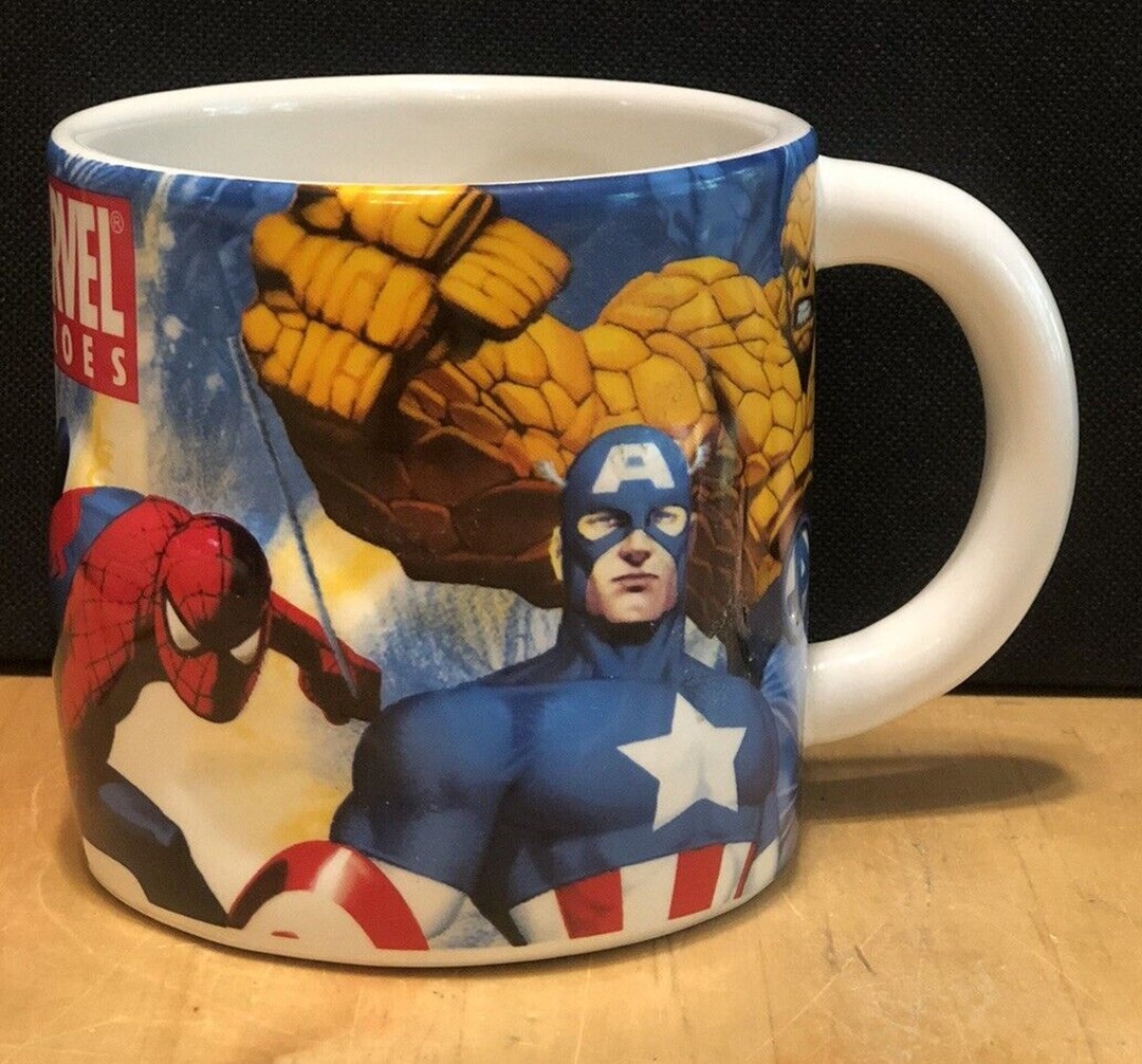 2005 SHERWOOD Marvel Heros Large CERAMIC Coffee Mug Comic SUPERHEROES ...