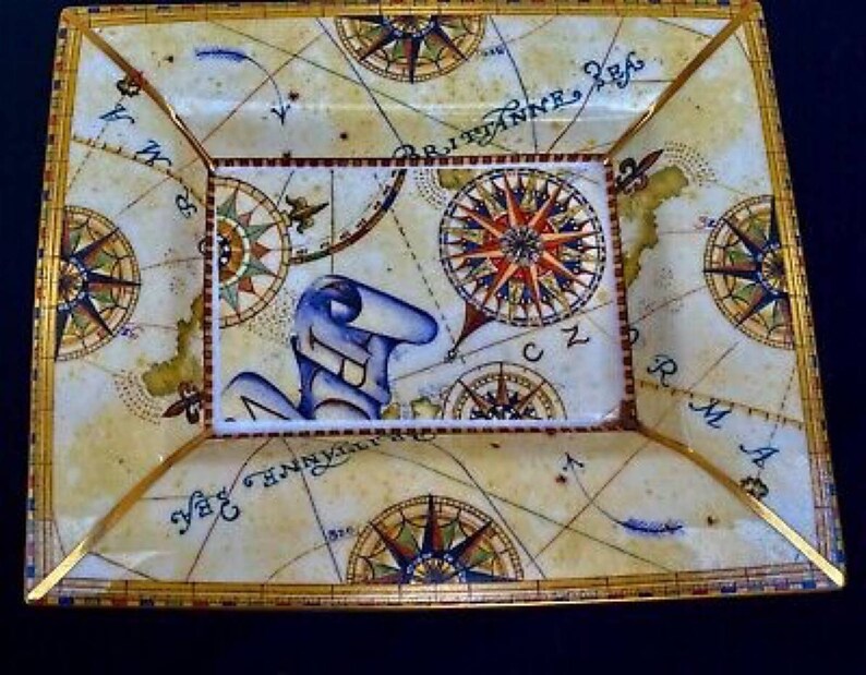 Wedgwood Atlas Bone China Tray Nautical Trinket Tray Made in England ...