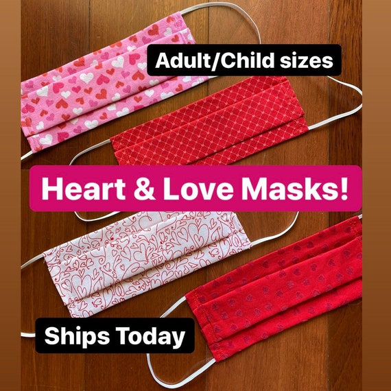 Heart Face Masks Adult and Child Sizes w/nose Wire and | Etsy