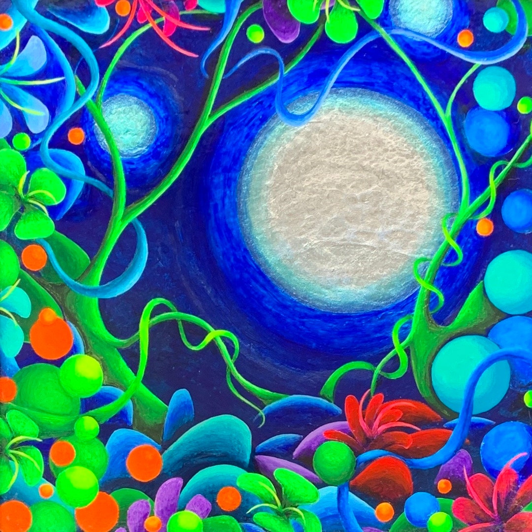 Silver Moon, Hand Painted, Original Art - No.206 Unique, Colourful ...