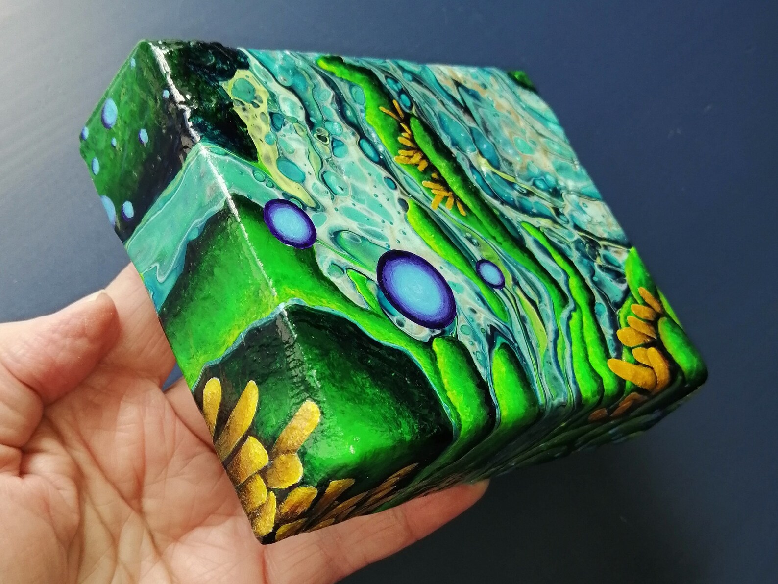Hand Painted, Original Art, Unique Colourful, Textured Painting on Box ...