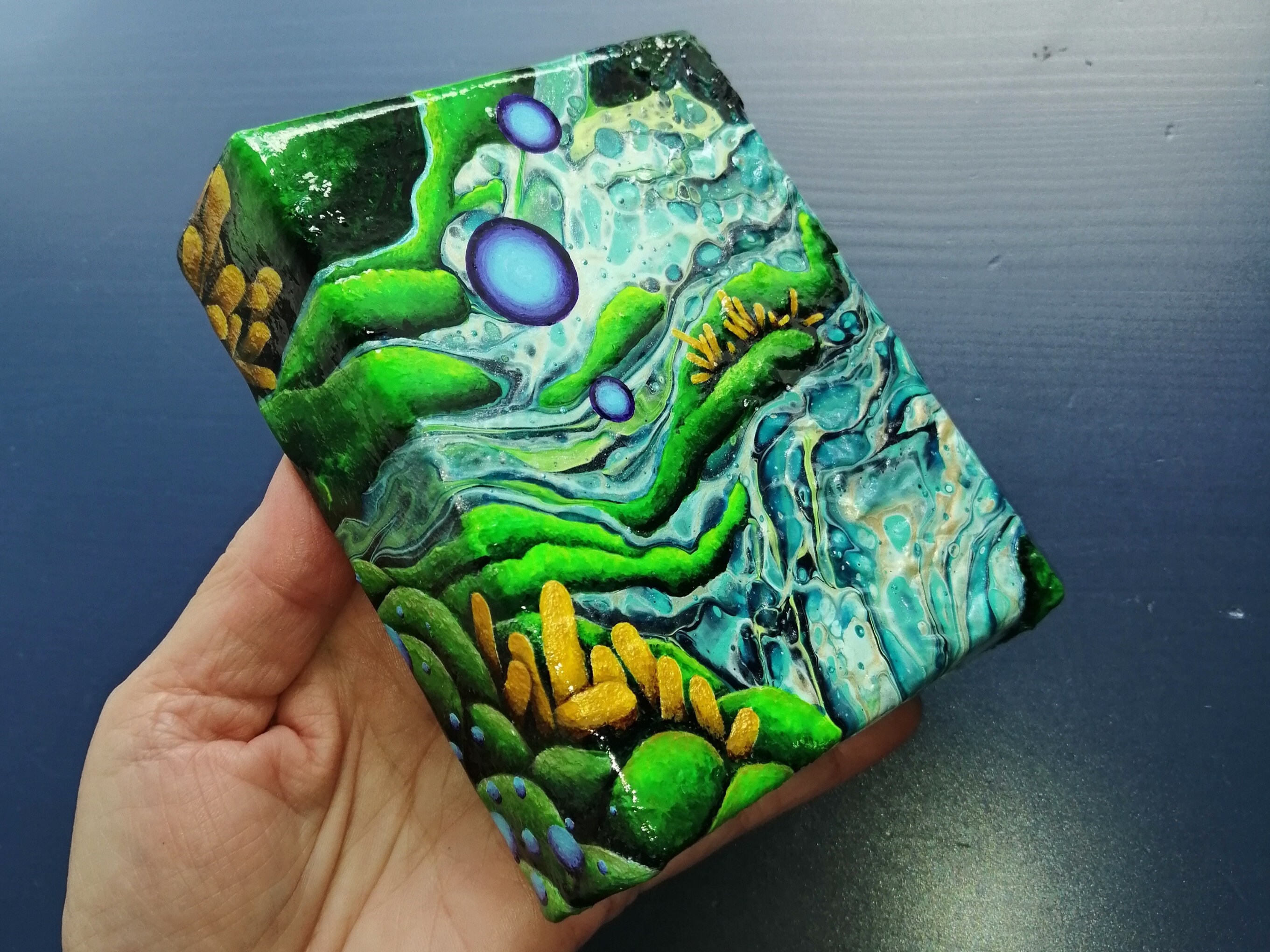 Hand Painted, Original Art, Unique Colourful, Textured Painting on Box ...