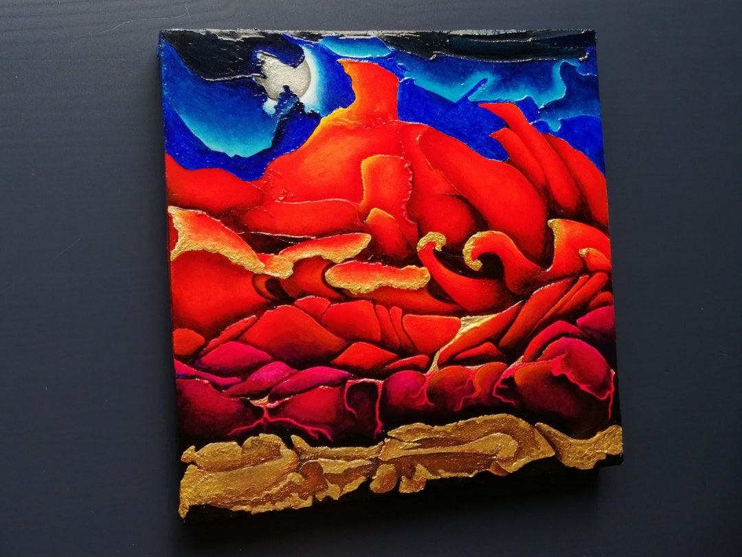 Wall Art Hand Painted Textured Original Wall Art Colourful - Etsy
