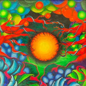 Yellow Sun, Hand Painted, Original Art, Unique, Colourful Painting on ...