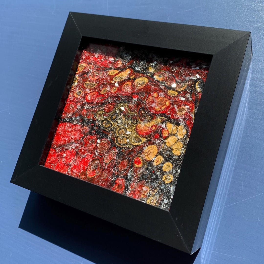 Red Obsidian, Framed Free Standing, Hand Painted, Unique Artwork ...