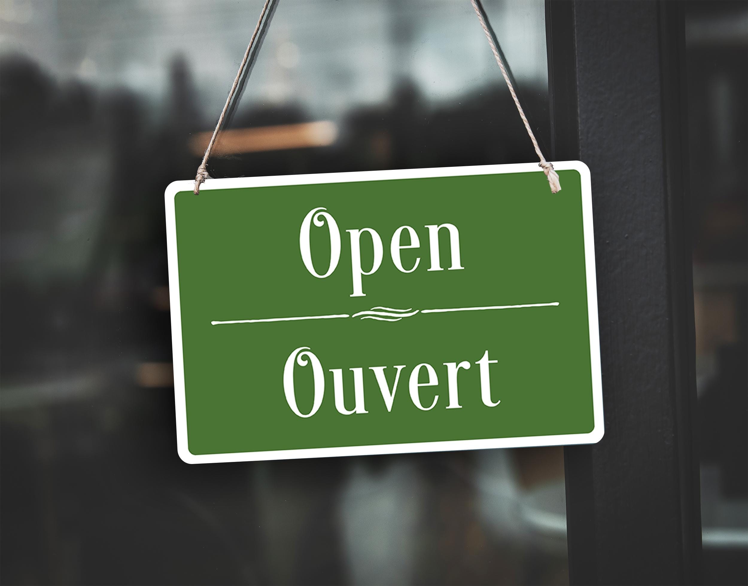 Bilingual Open Closed Sign: French and English, Eco-friendly Aluminum ...