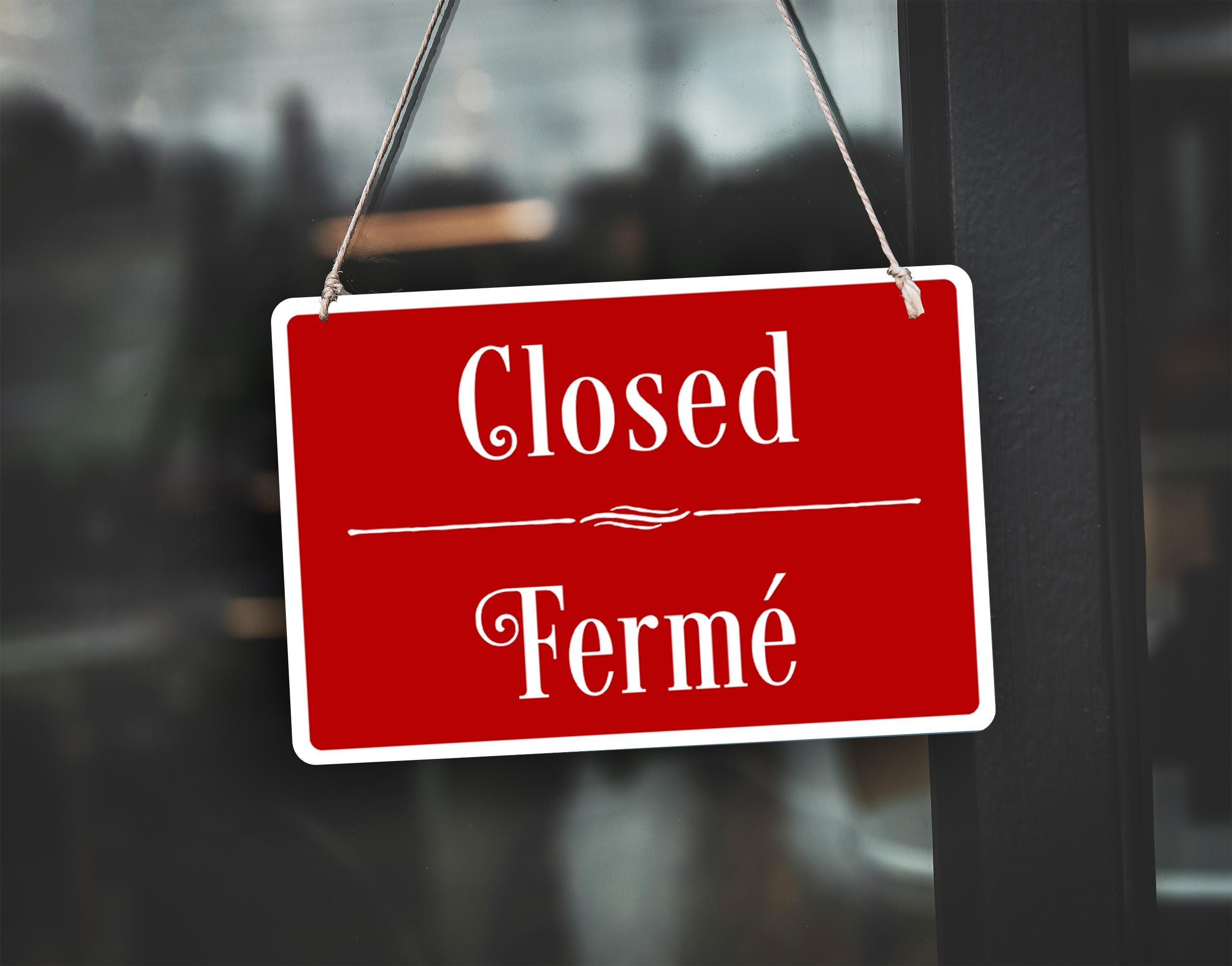Bilingual Open Closed Sign: French and English, Eco-friendly Aluminum ...