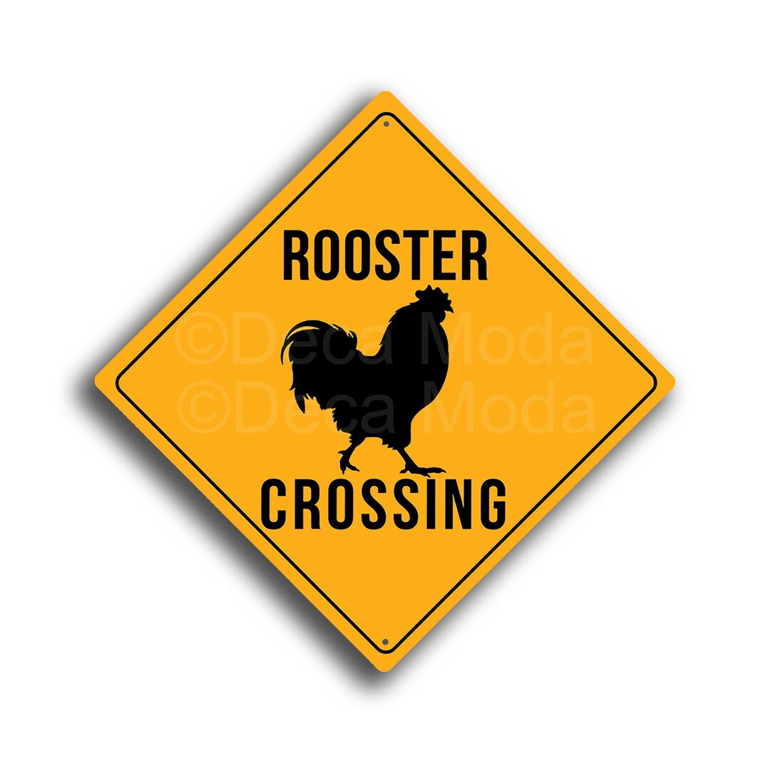 Rooster Crossing Sign: Yellow Road-style, Indoor/outdoor Decor, Farm ...