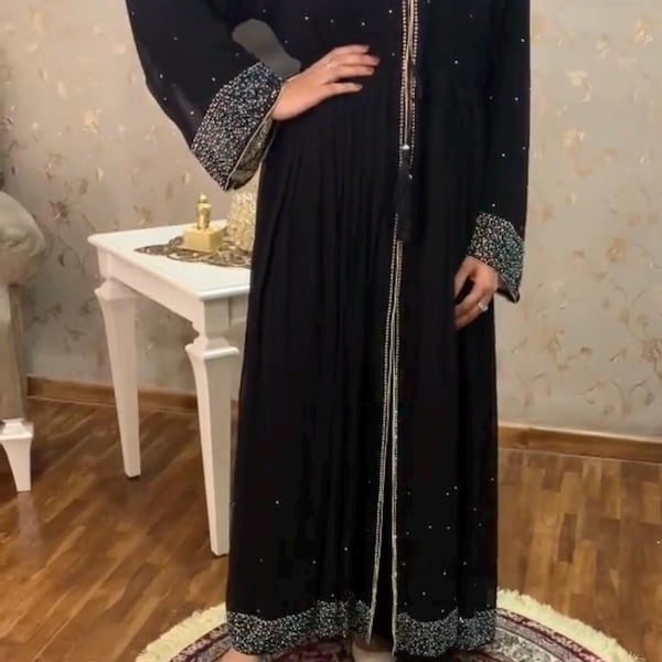 Black Silver Abaya - Etsy