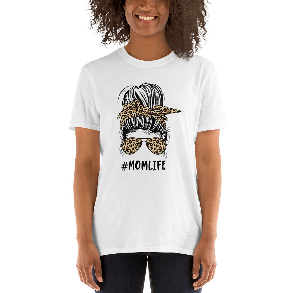 Momlife Leopard Print Tshirt Mom Life Messy Bun T Shirt Mom Life Tee