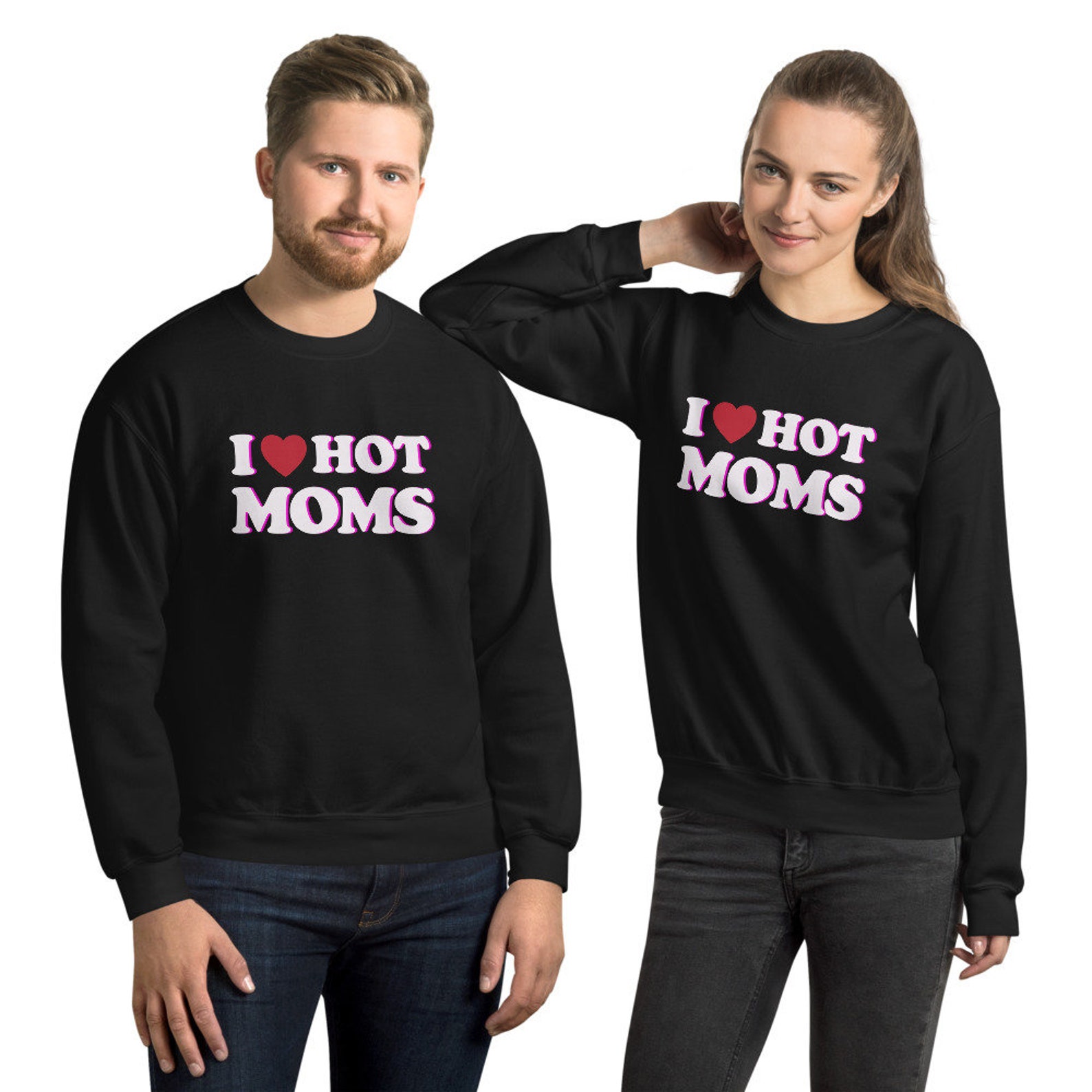 I Love Hot Moms Funny Red Heart Love Moms I Love Hot Moms Shirt T