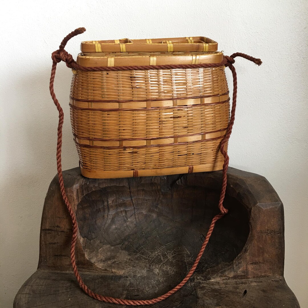 Japanese Vintage Basket for Fishing Fish Hand Woven Nesting Bamboo ...