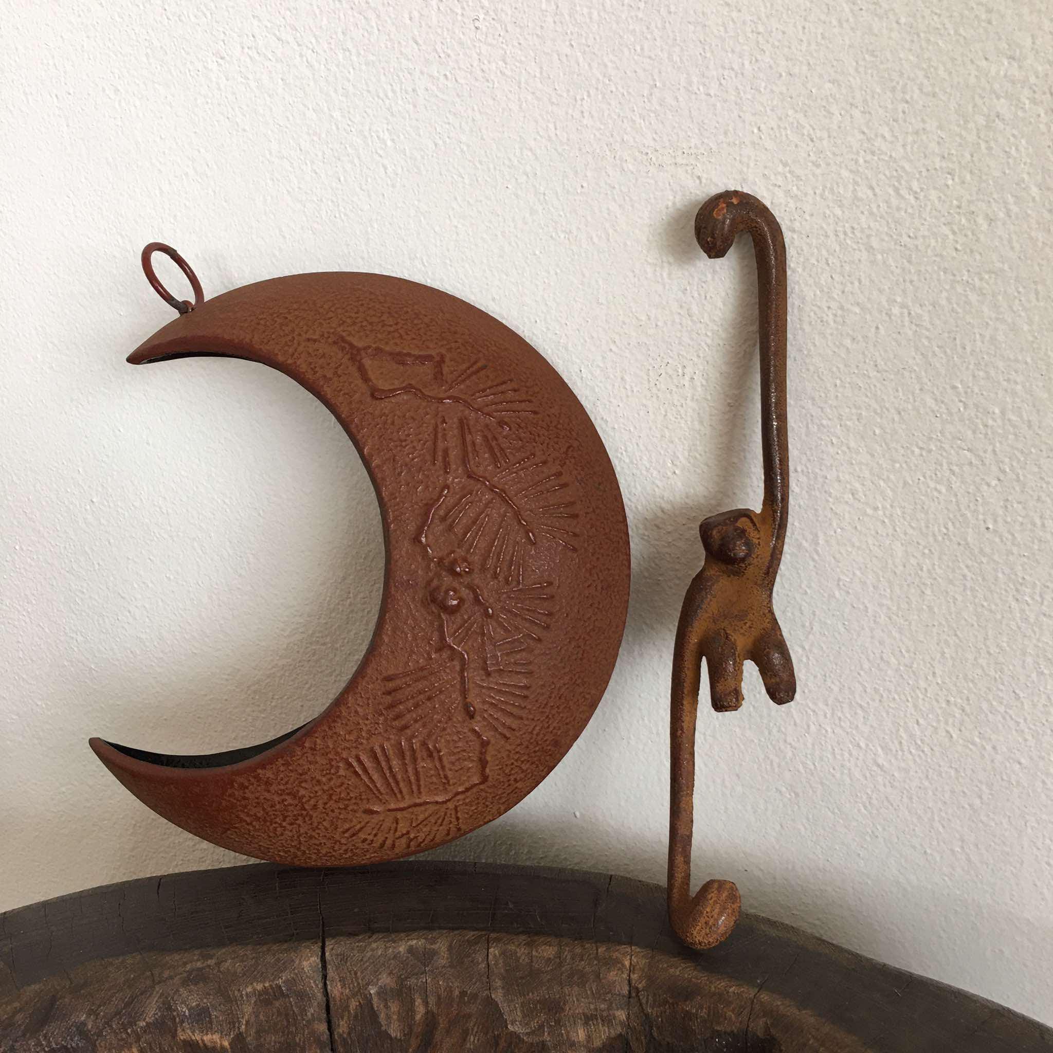 Japanese Vintage Nambu Cast Iron Craft Hand Made Hanging Vase, Crescent ...