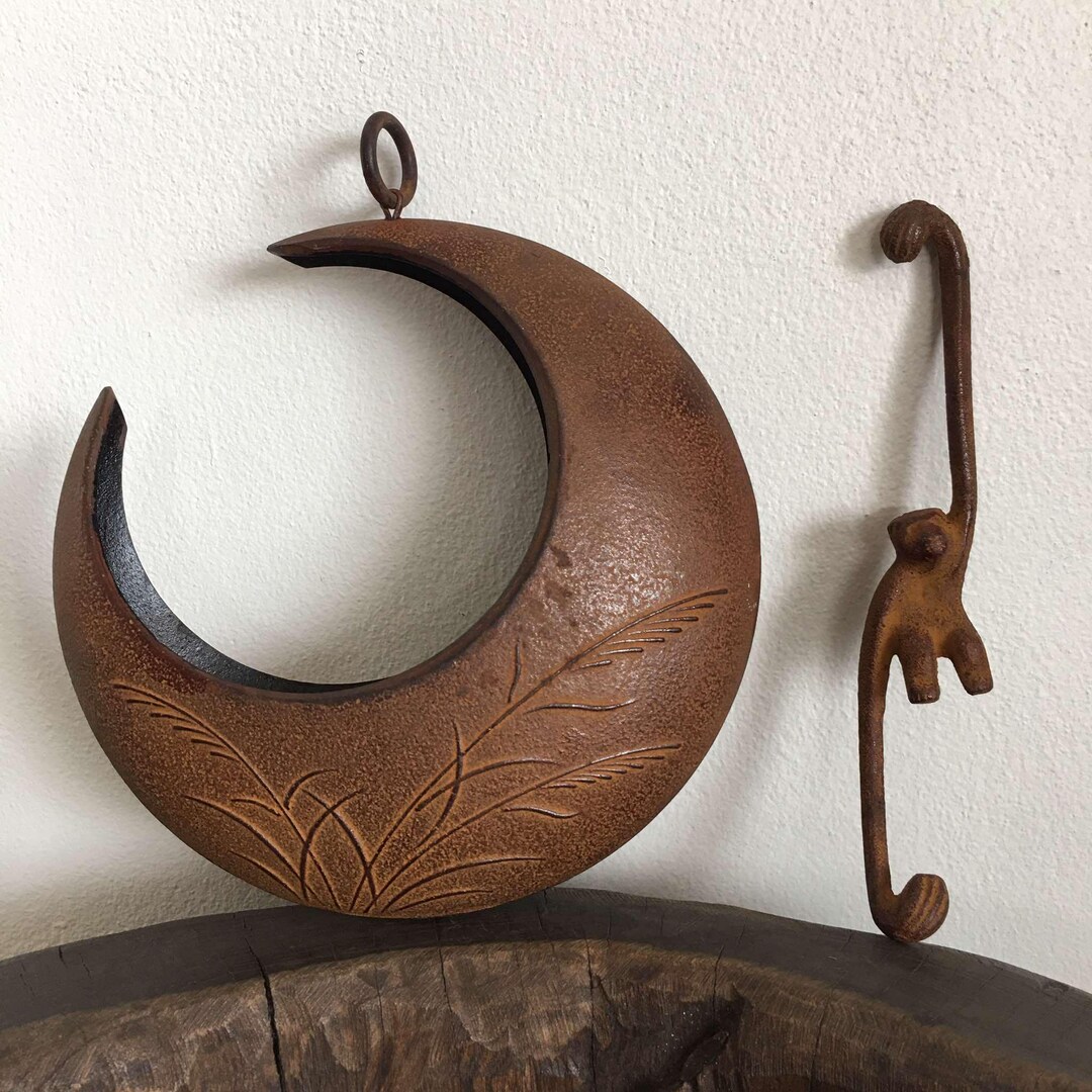 Japanese Vintage Nambu Cast Iron Craft Hand Made Hanging Vase, Crescent Moon - Etsy