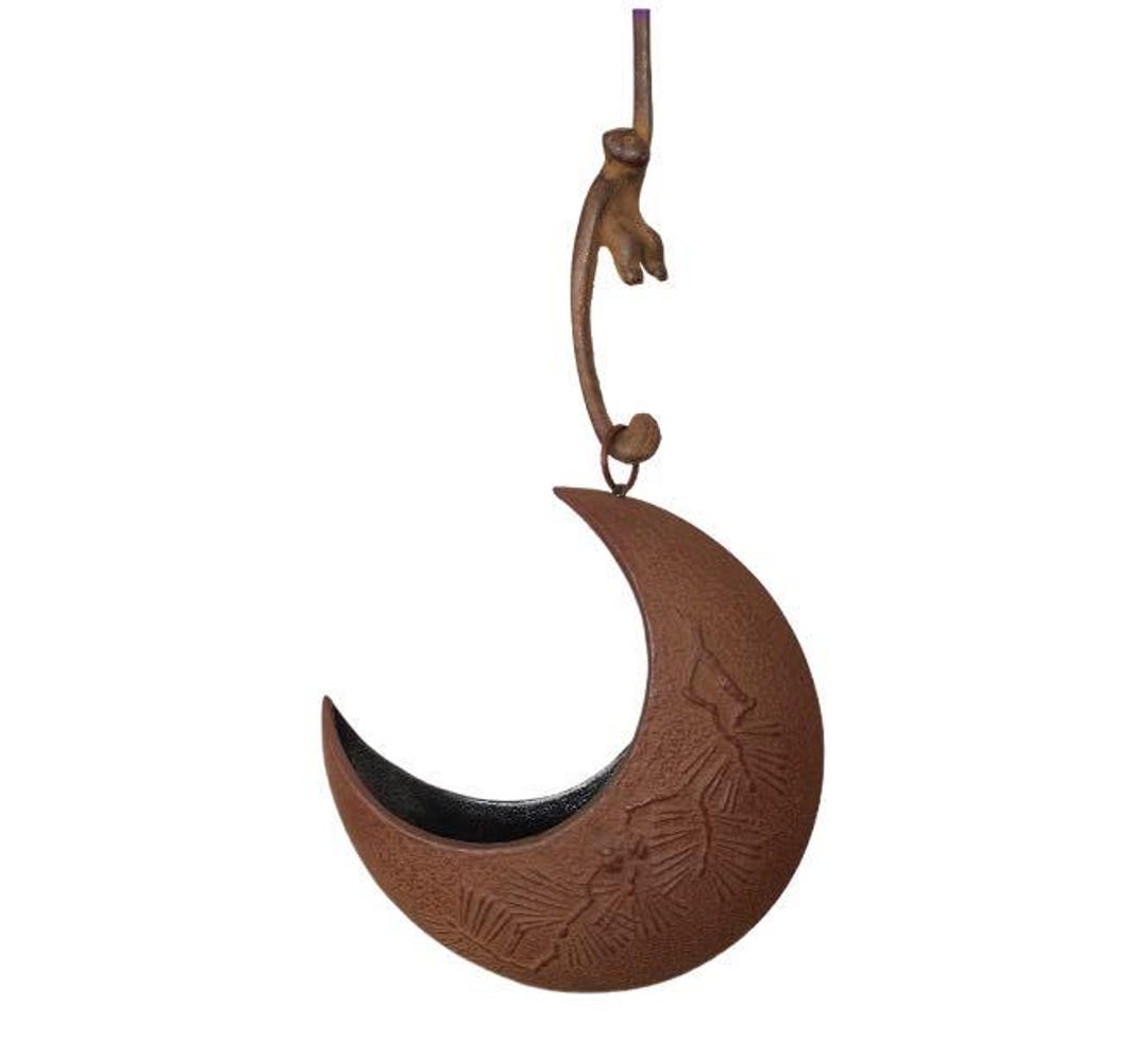 Japanese Vintage Nambu Cast Iron Craft Hand Made Hanging Vase, Crescent ...