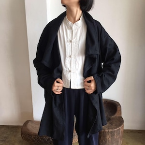 Japanese Style Oversized Cotton Black Fabric Unisex Coat - Etsy