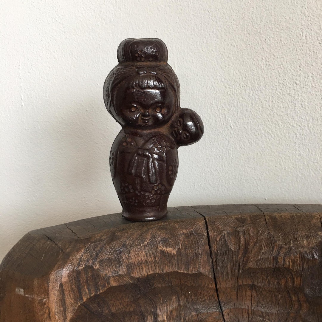 Vintage Kokeshi Japanese Cast Iron Paperweight - Etsy