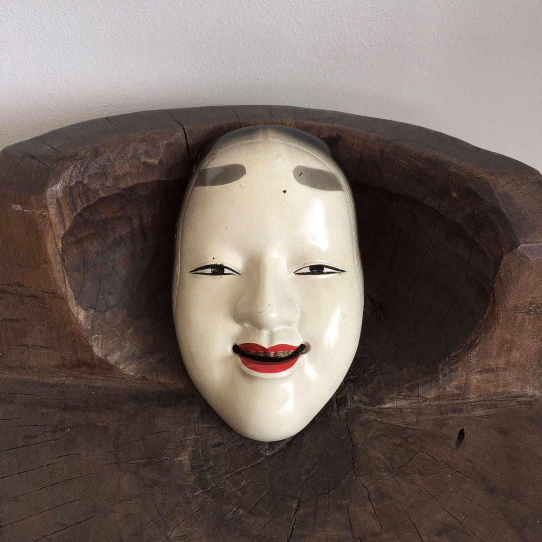 Japanese Vintage Noh Mask Cast Iron Ko-omote - Etsy