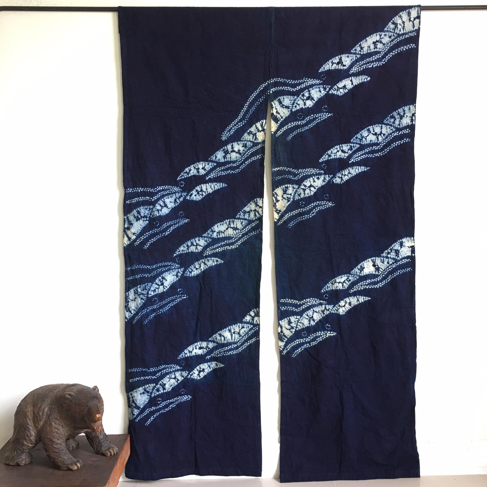 Vintage Japanese Shibori Indigo Noren Curtain - Etsy