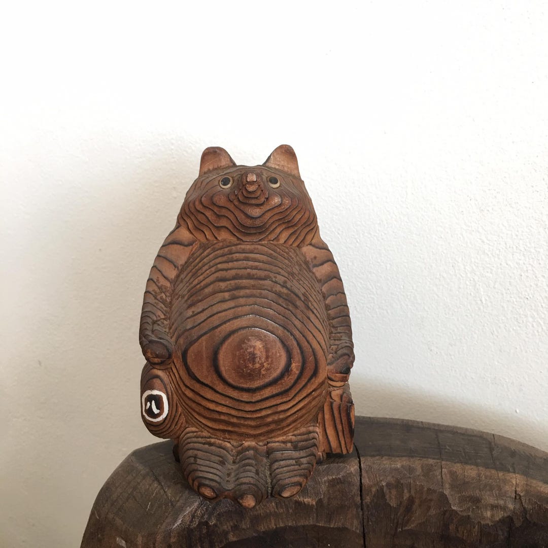 Vintage 1960s TANUKI Japanese Wood Carving - Etsy