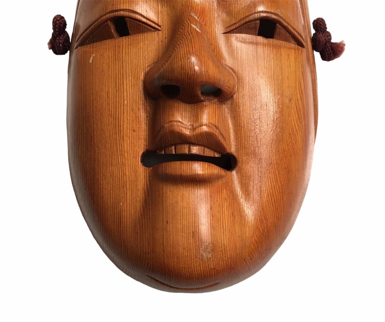Japan Noh Mask 1990s Art Craft Wood Carving - Etsy