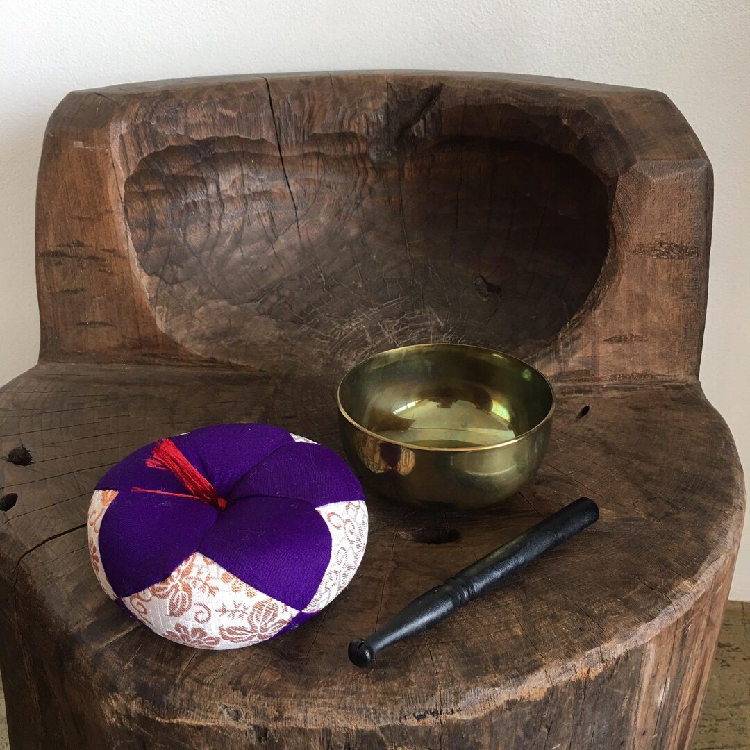 Japanese Vintage Bronze Buddhist /, Cushion Set Chanting Bell,singing ...