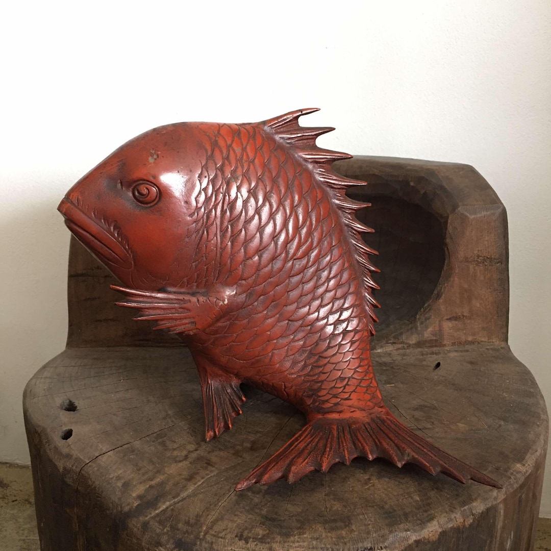 Vintage Japanese Okimono TOYO Cast Iron Fish Art - Etsy