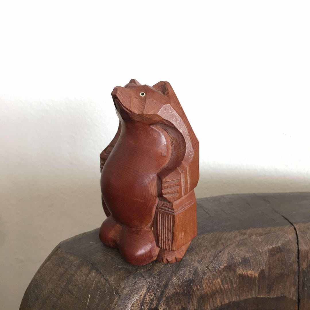 Vintage 1960s TANUKI Japanese Wood Carving - Etsy
