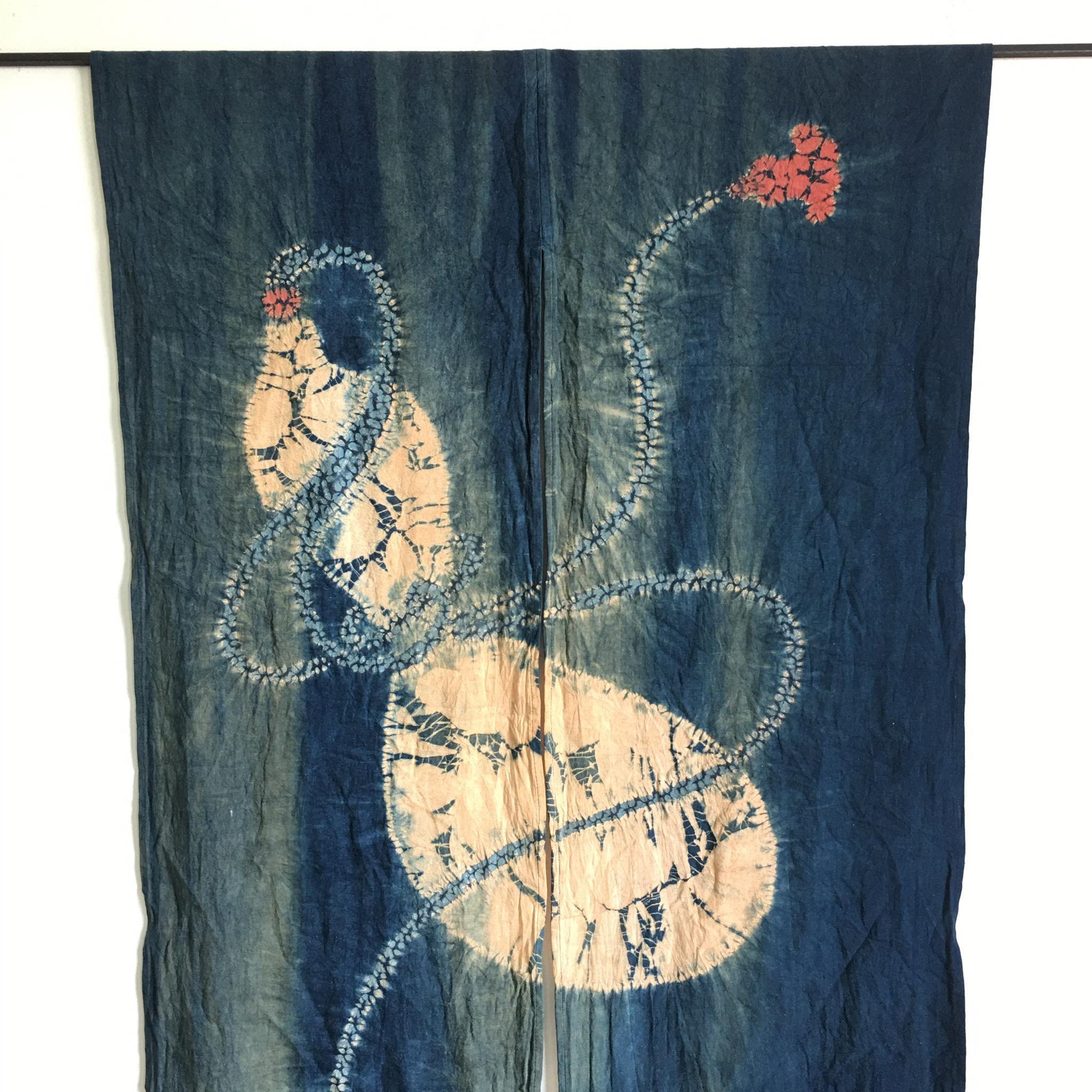 Vintage Japanese Shibori Indigo Noren Curtain - Etsy