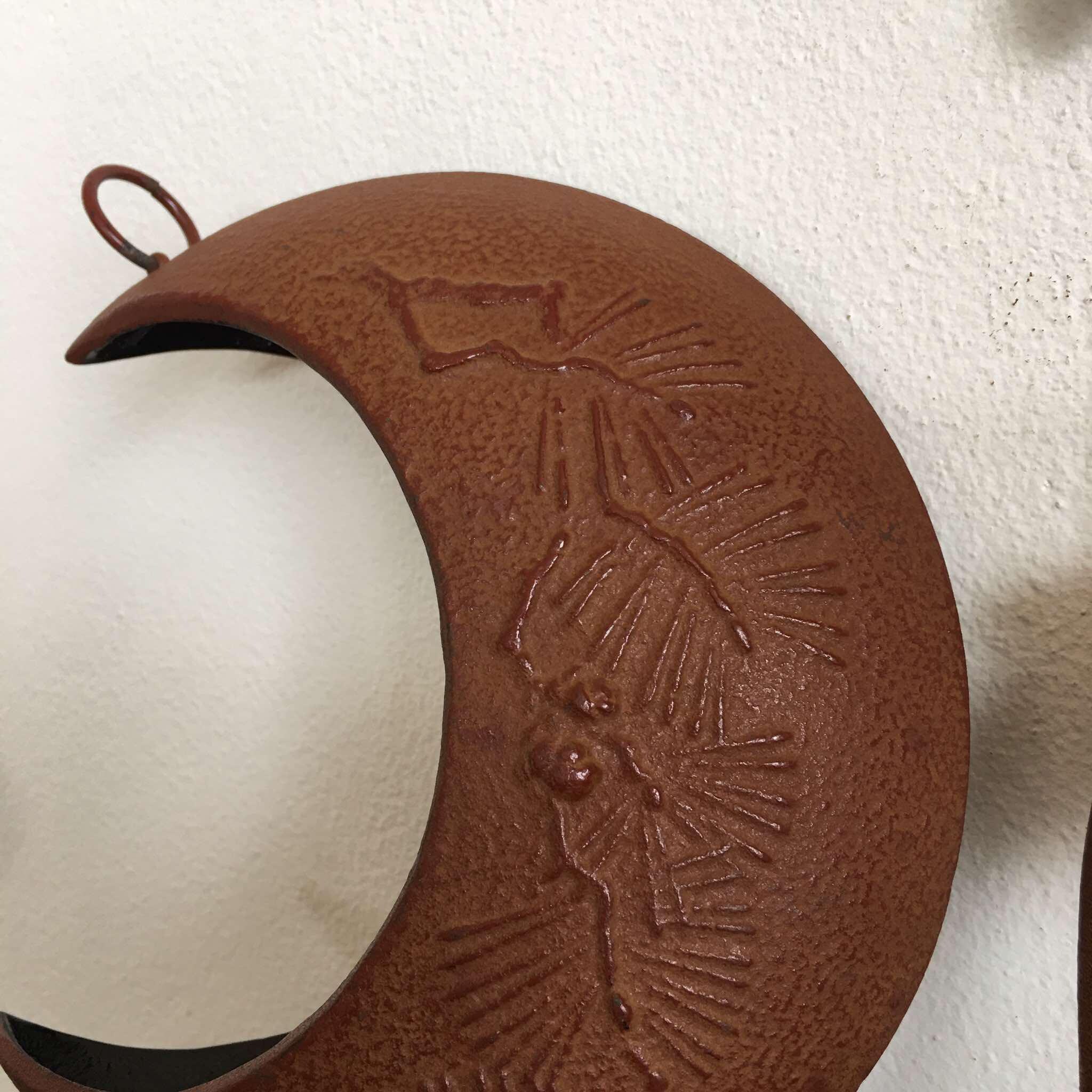 Japanese Vintage Nambu Cast Iron Craft Hand Made Hanging Vase, Crescent ...