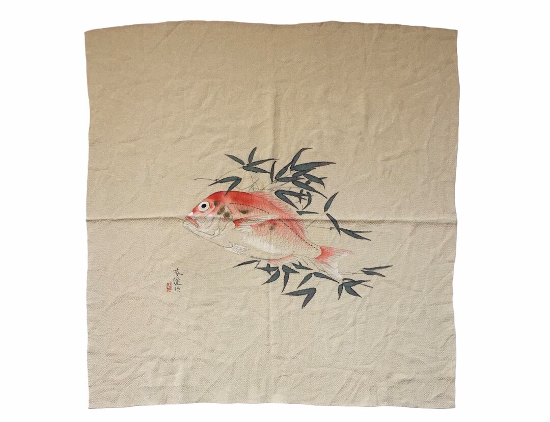 Vintage Japanese Hand Painted Fish Silk Wall Hanging Painting - Etsy