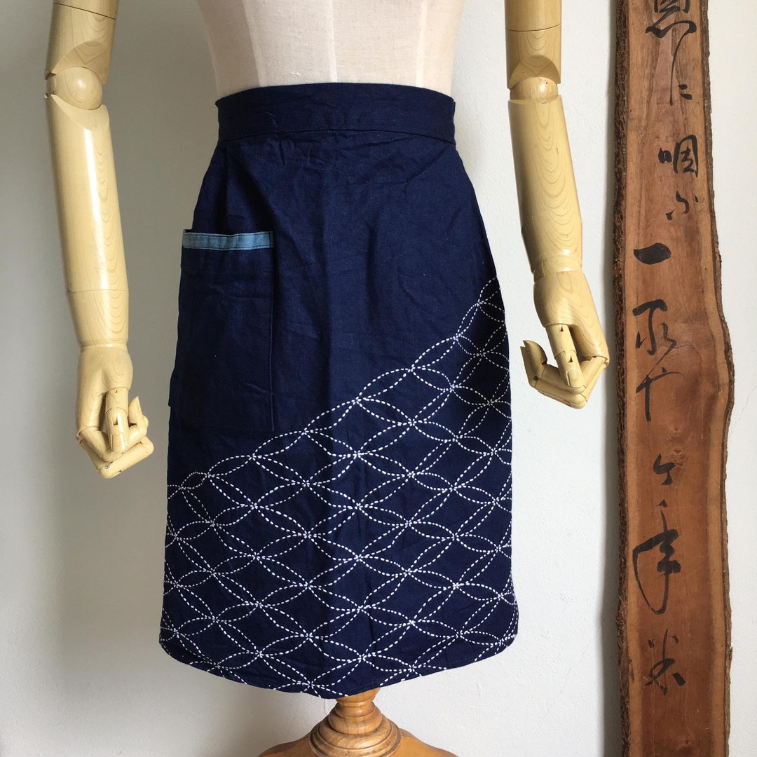 Vintage Japanese Sashiko Indigo Apron - Etsy