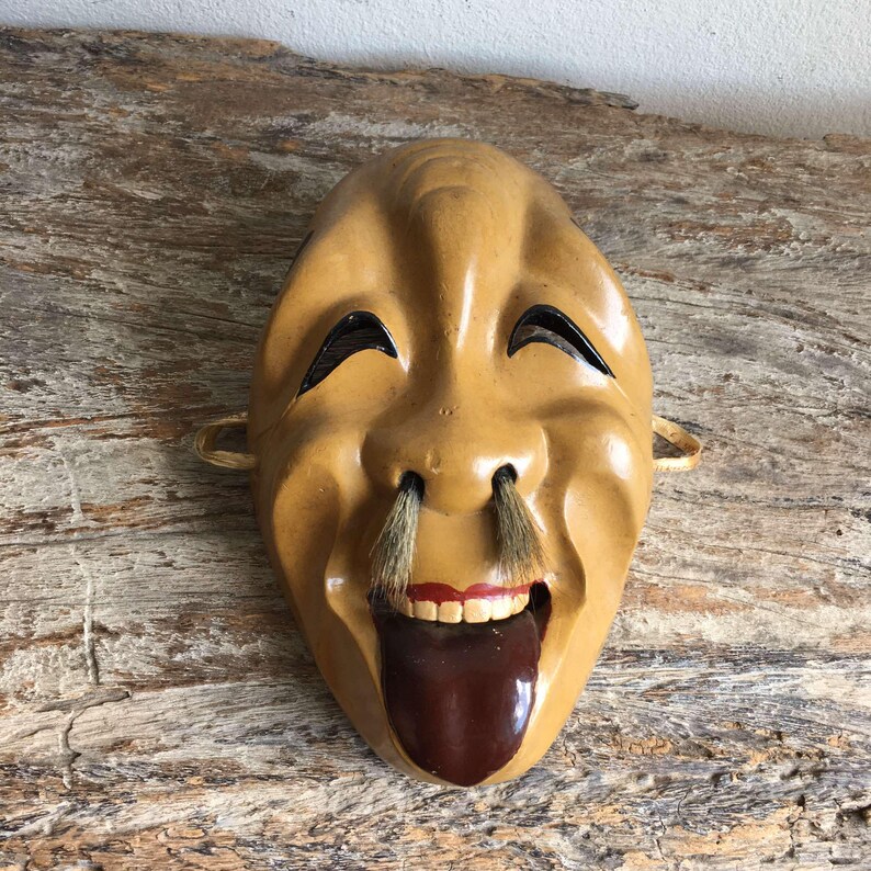 Japan Noh Mask 1990s Art Craft Wood Carving - Etsy