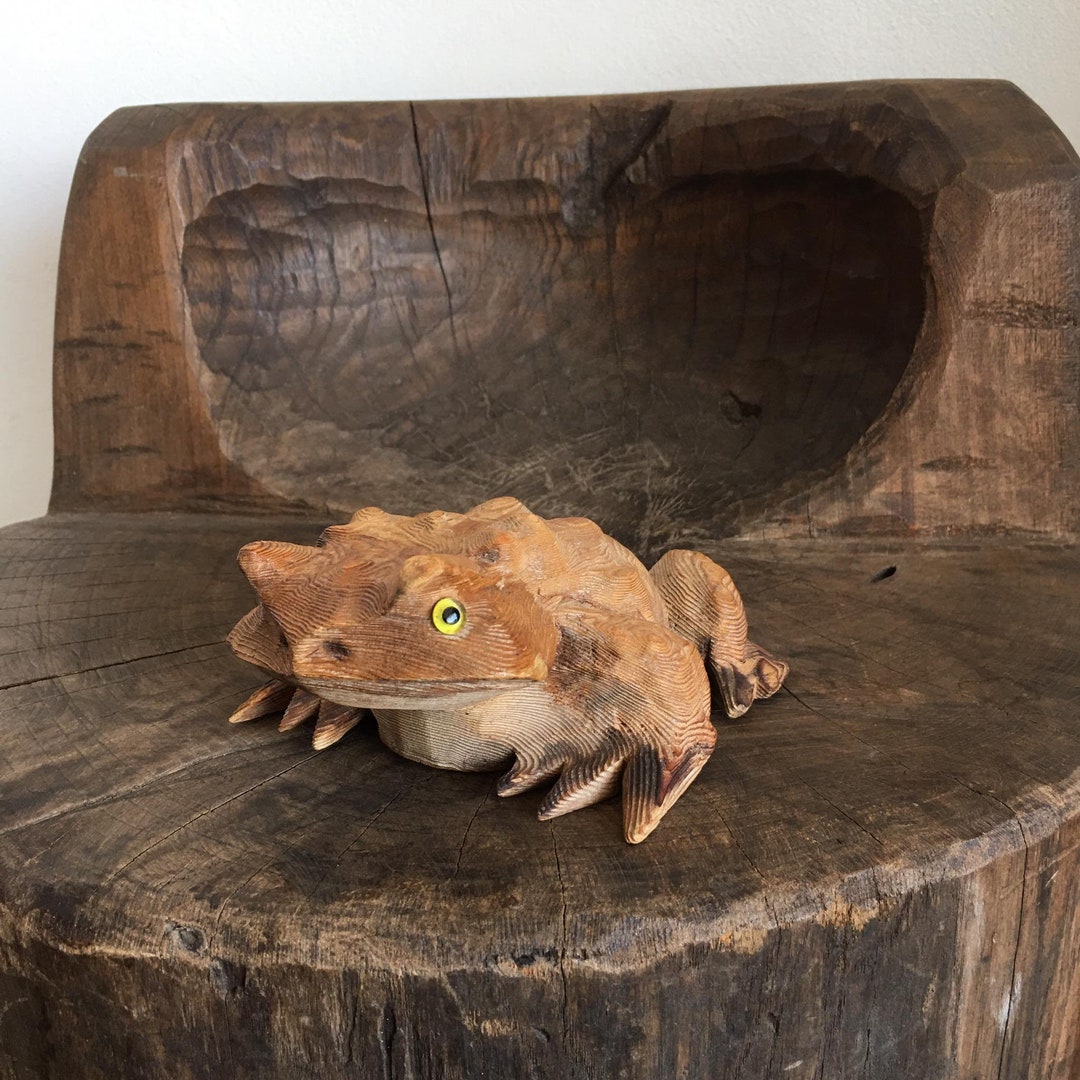 Japanese Vintage Wooden Kaeru Frog Hand Carving ,wood Animal Doll 1960s ...