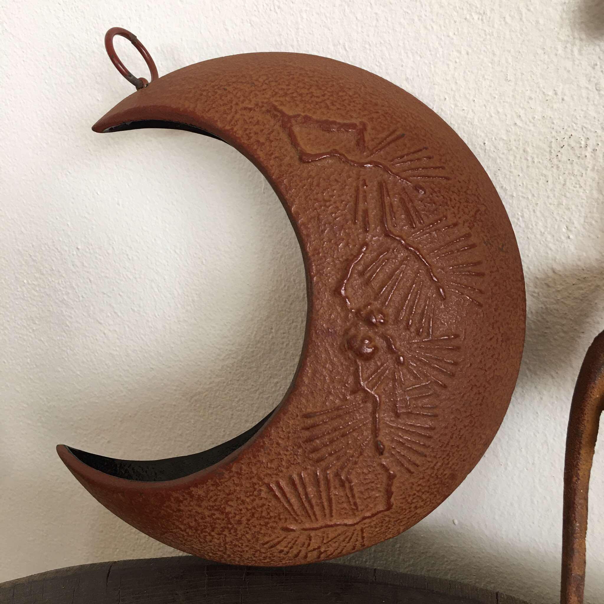 Japanese Vintage Nambu Cast Iron Craft Hand Made Hanging Vase, Crescent ...