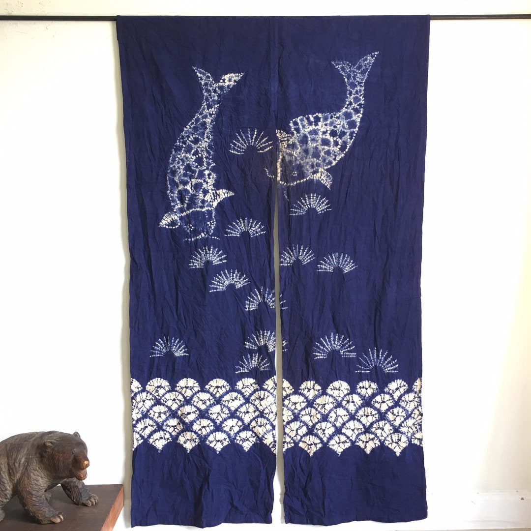 Vintage Japanese Shibori Indigo Noren Curtain - Etsy